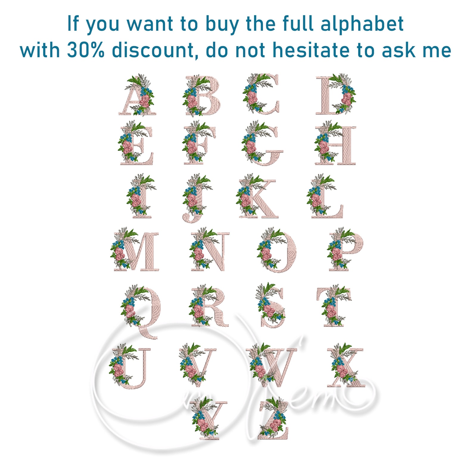 Machine Embroidery Design Capital Letter O Digitized Roses Alphabet ...