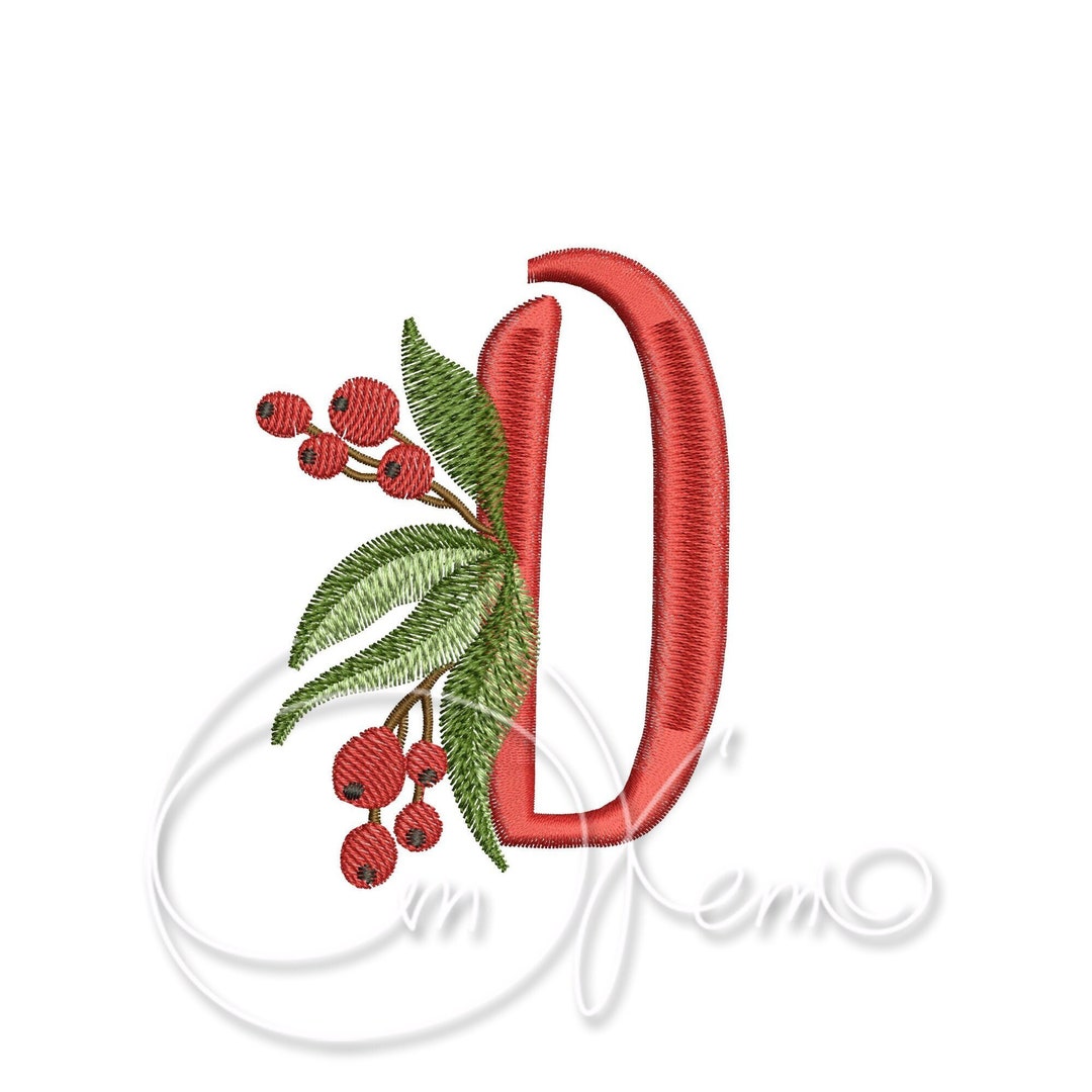 Machine Embroidery Design - Letter D, Christmas Initials, Jingle Bells ...