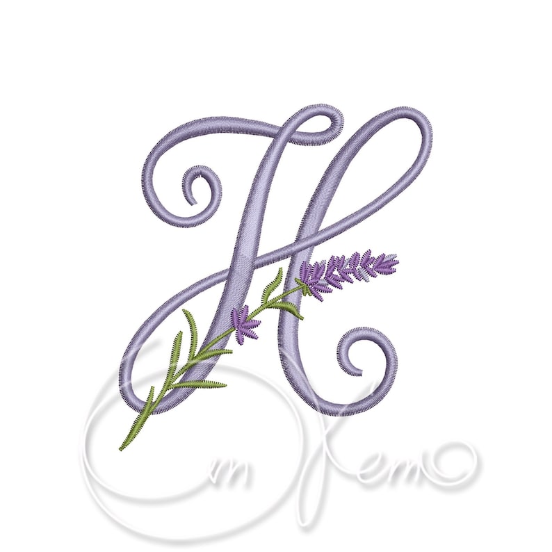 Machine Embroidery Design Capital Letter H Digitized Lavender Alphabet ...