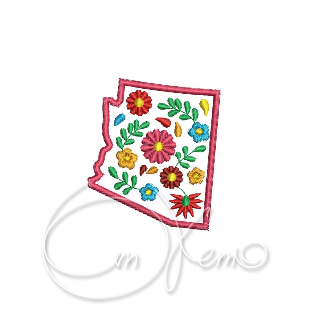 Machine Embroidery Design - Arizona USA States Calavera Digitized PES ...