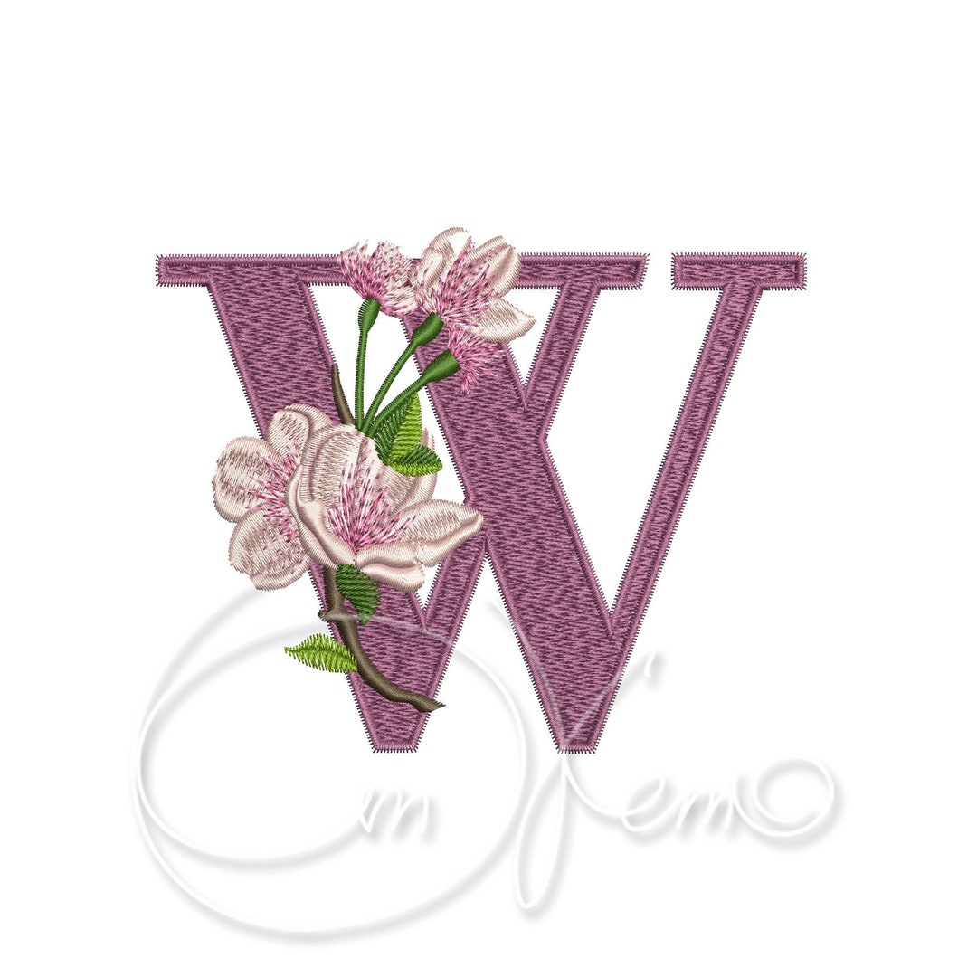 Machine Embroidery Design Capital Letter W Digitized Cherry Alphabet ...
