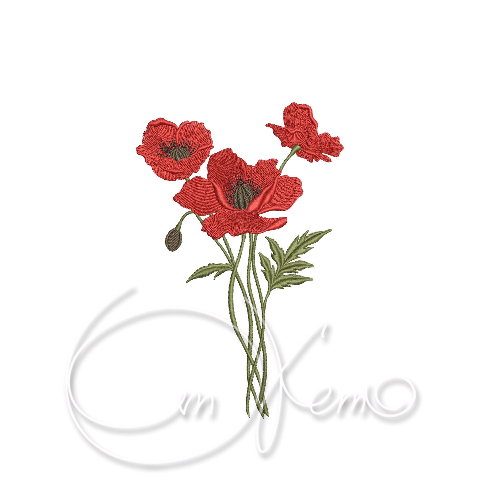 Machine Embroidery Design - Poppy Embroidery PES Instant Download 4x4 ...