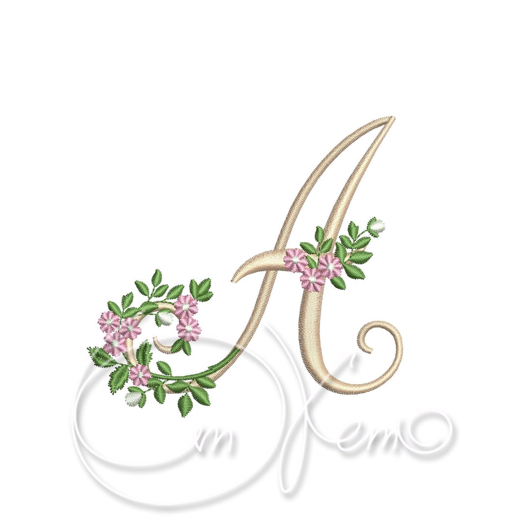 MACHINE EMBROIDERY DESIGN - Rose Flower Letter, Floral Letter A, Forget ...