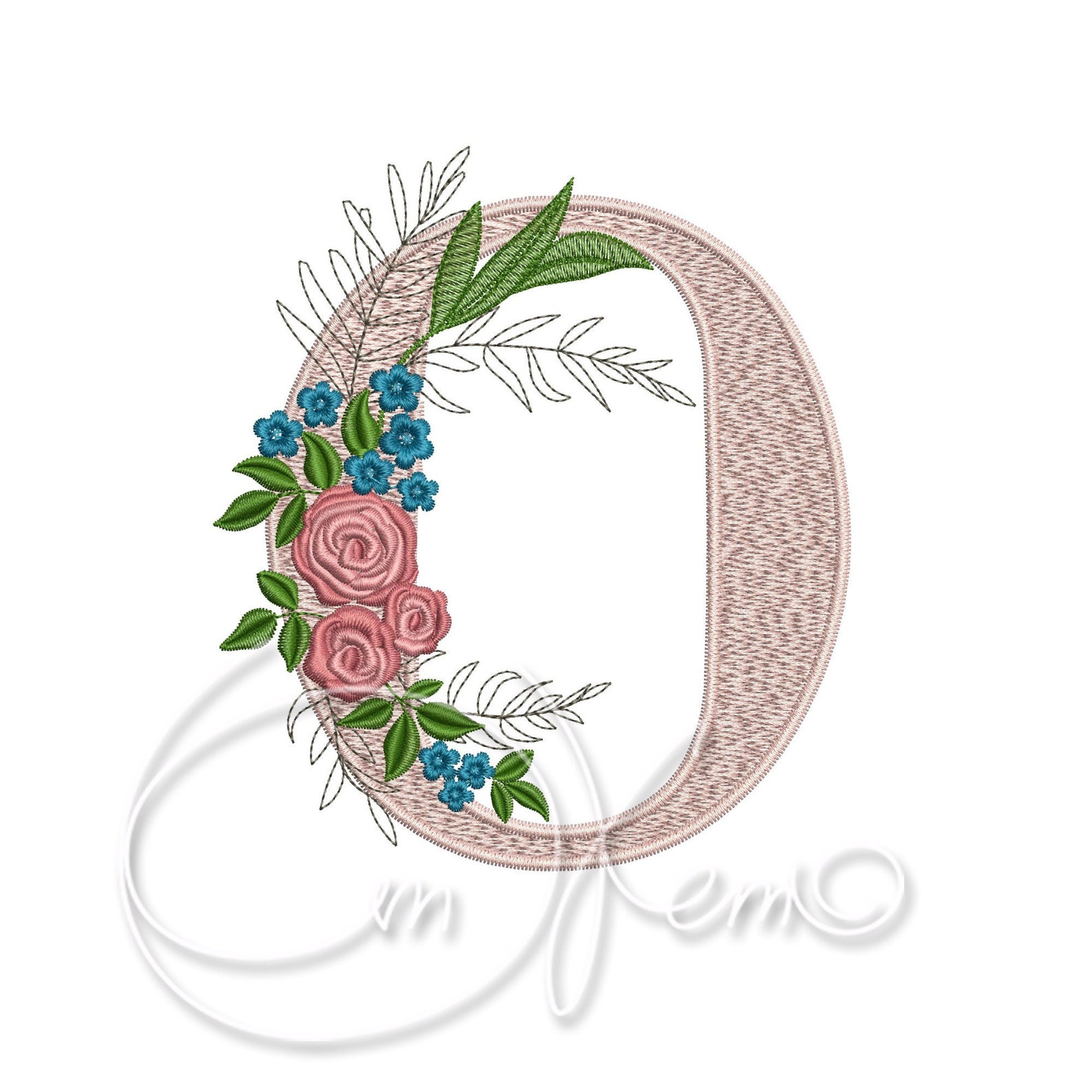 Machine Embroidery Design Capital Letter O Digitized Roses | Etsy