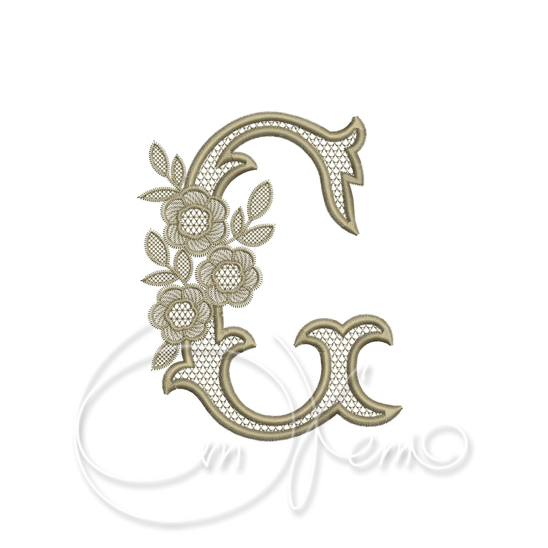 MACHINE EMBROIDERY DESIGN - Monogrammed Lace Letter G Hoop 4x4 7x5 ...