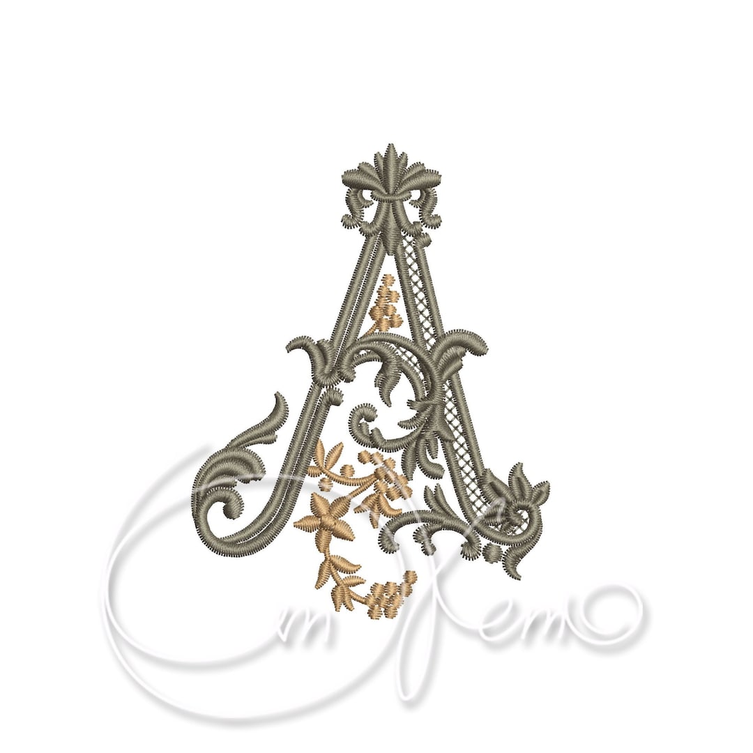 Machine Embroidery Design Capital Letter A Digitized Antique Alphabet ...