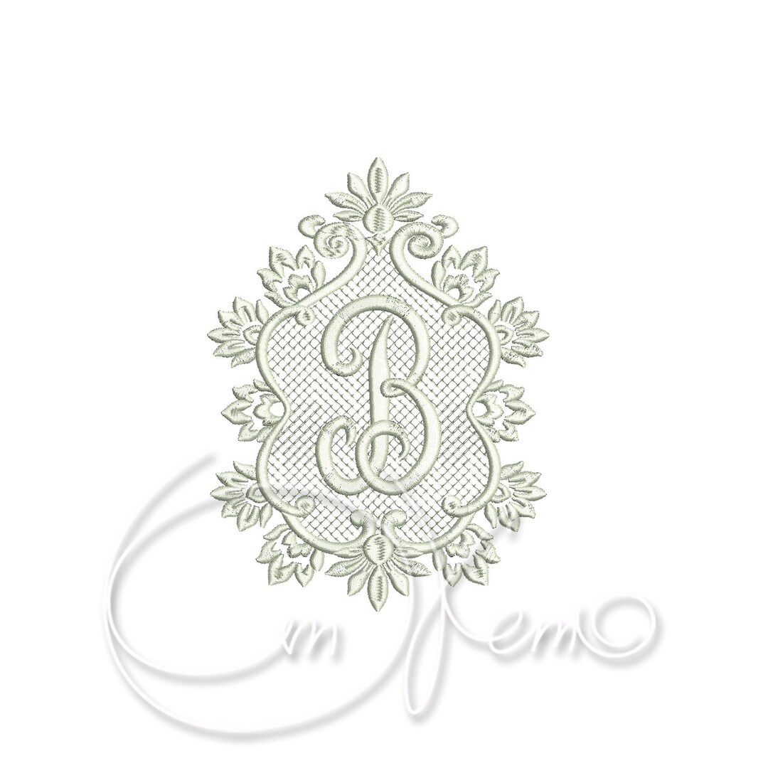 Machine Embroidery Design - Monogrammed Lace Letter B 4x4 Hoop 7x5 Hoop ...