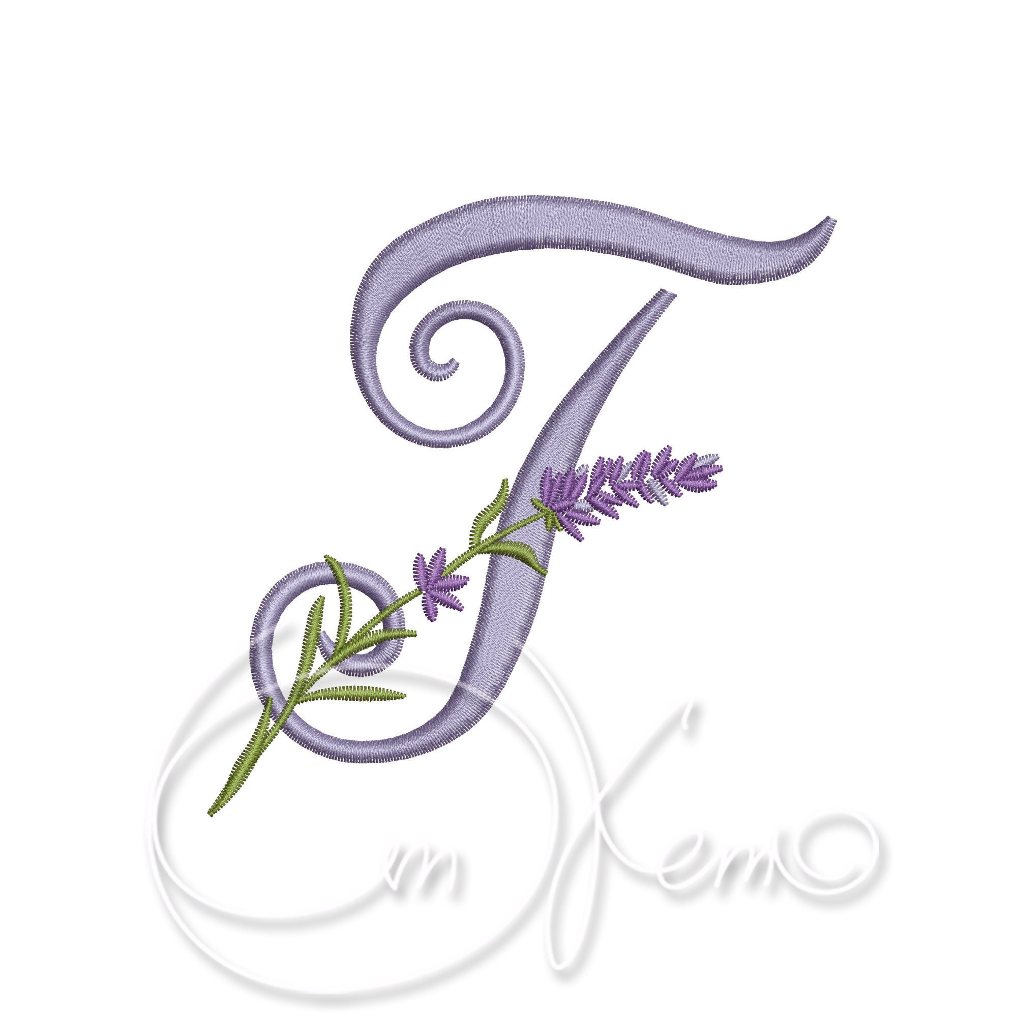 Machine Embroidery Design Capital Letter T Digitized Lavender | Etsy