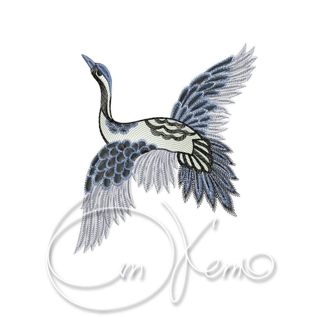 Machine Embroidery Design - Crane Bird PES Instant Download 7x5 Bird ...