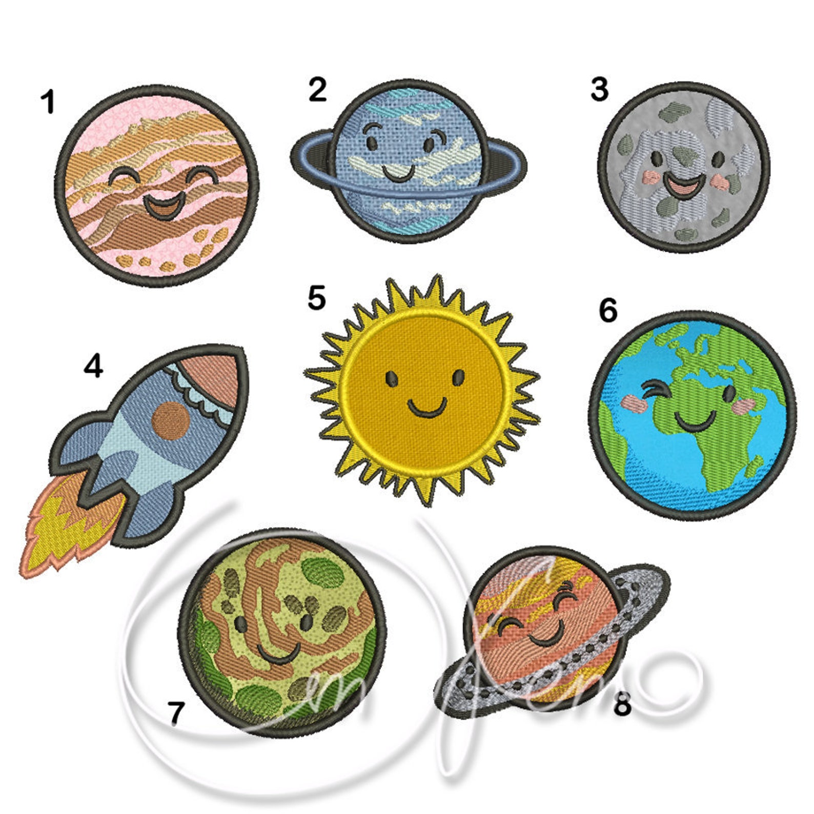 Machine Embroidery Pplique Design Space Planets Set Embroidery ...