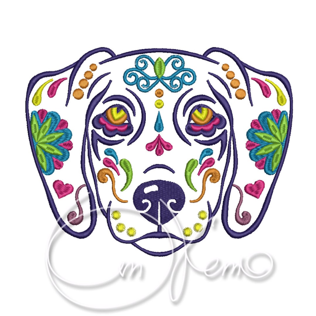 Machine Embroidery Design - Calavera Dog PES Instant Download 4x4 7x5 ...