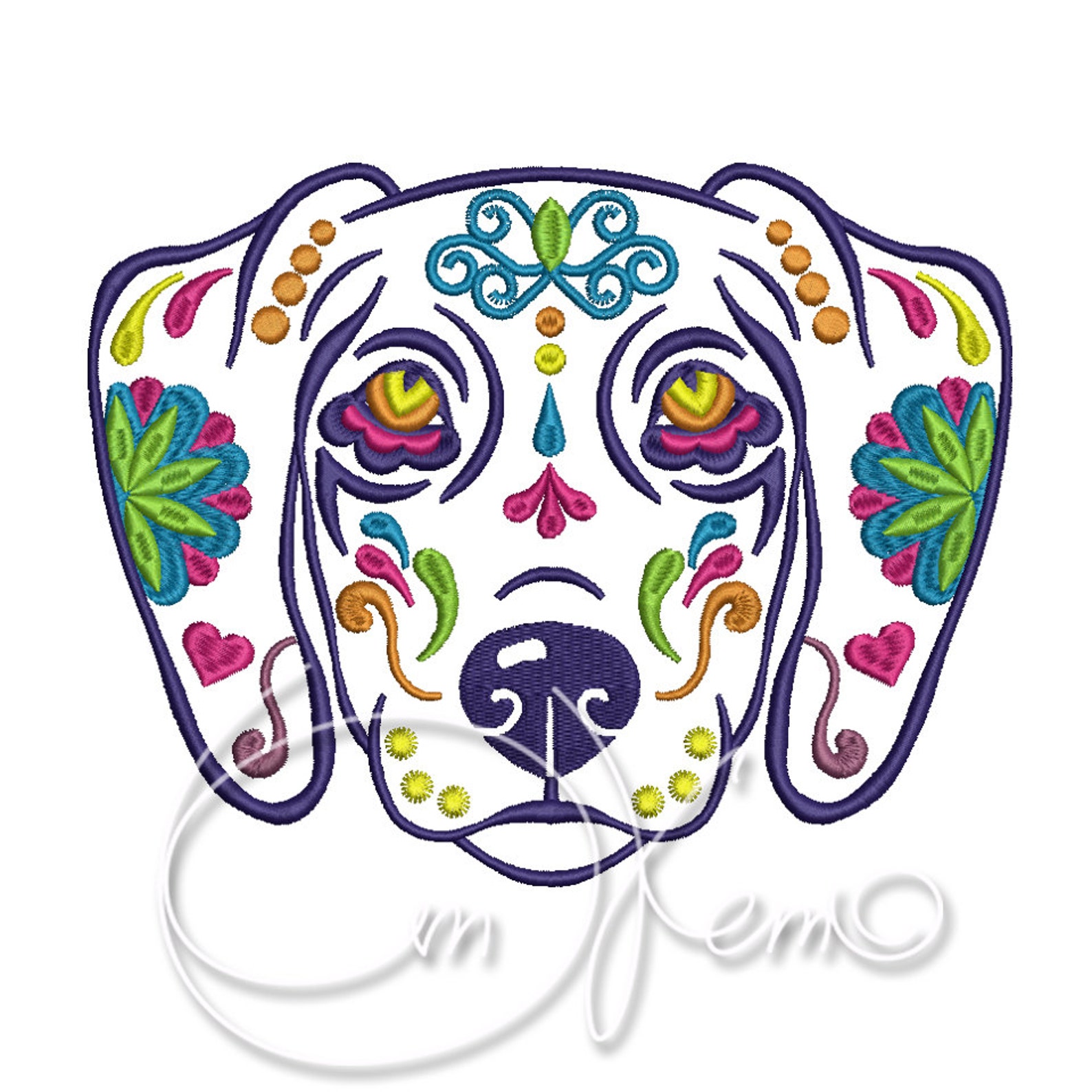 Machine Embroidery Design Calavera Dog PES Instant Download | Etsy