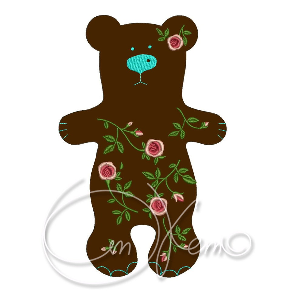 In the Hoop MACHINE EMBROIDERY File - ITH Roses Bear, Bear Toy - Etsy