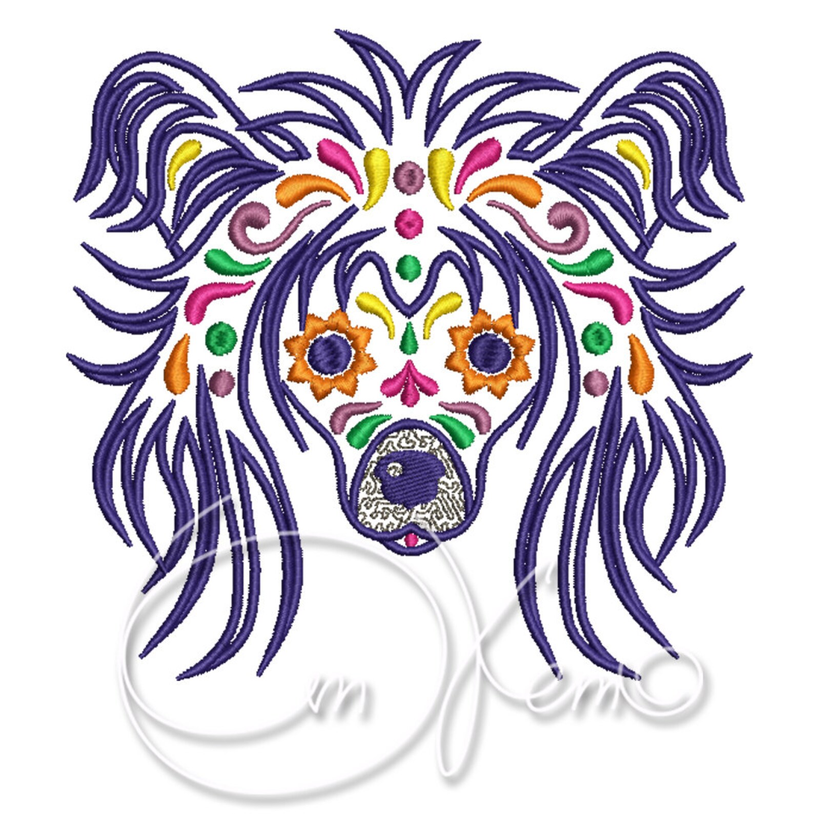 Machine Embroidery Design - Calavera Dog PES Instant Download 4x4 7x5 ...