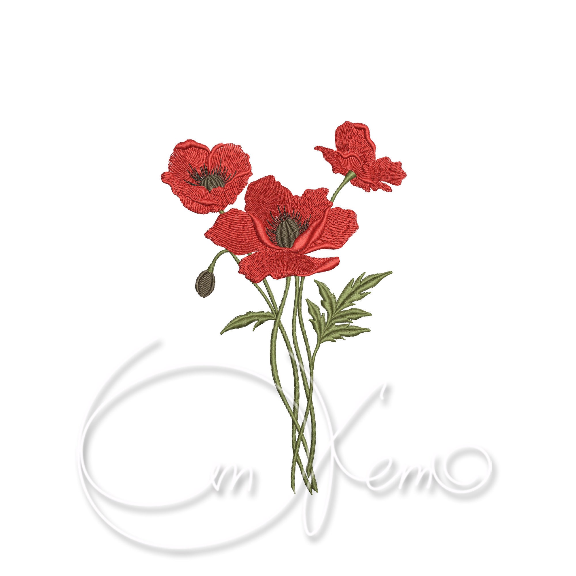 Machine Embroidery Design Poppy Embroidery PES Instant - Etsy