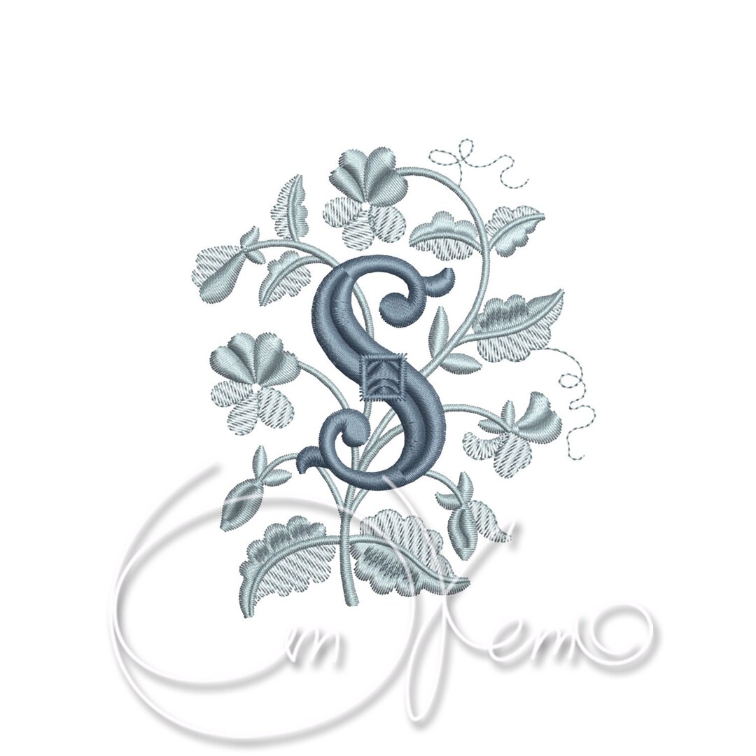 Machine Embroidery Design Capital Letter S Digitized Antique Alphabet ...