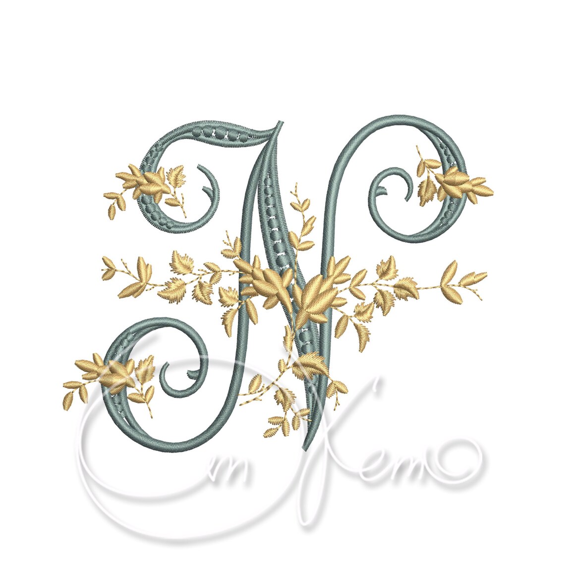 Machine Embroidery Design Capital Letter N Digitized Victorian - Etsy