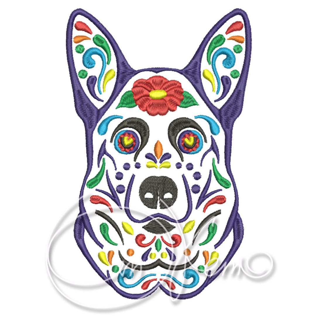 Machine Embroidery Design - Calavera Dog Instant Download 4x4 7x5 6x10 ...