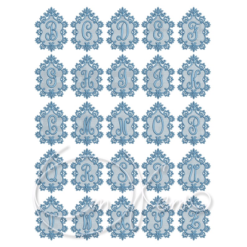 Machine Embroidery Design Monogrammed Lace 4x4 Hoop 7x5 3 | Etsy