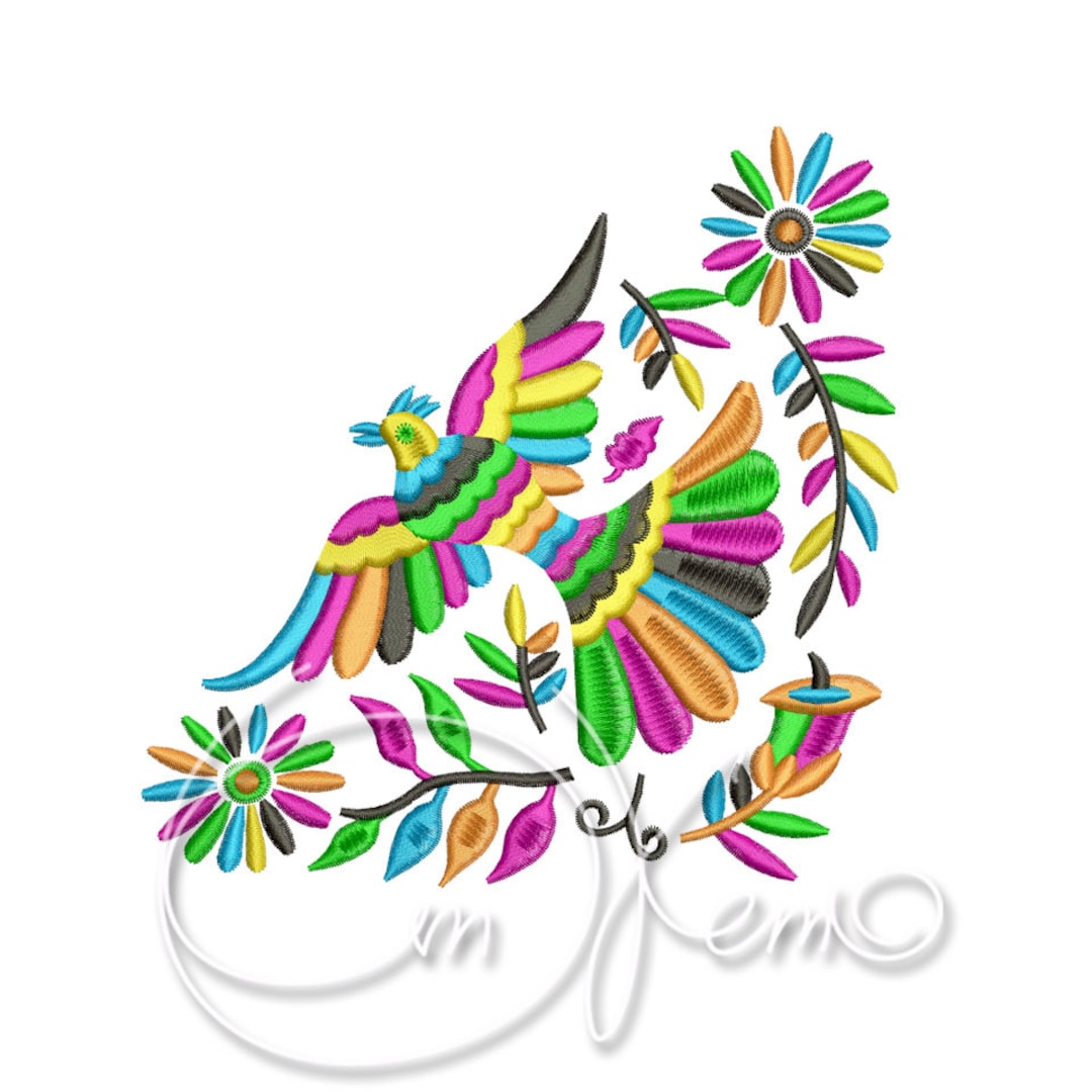 Machine Embroidery Design - Otomi Bird Corner Digitized PES Instant ...