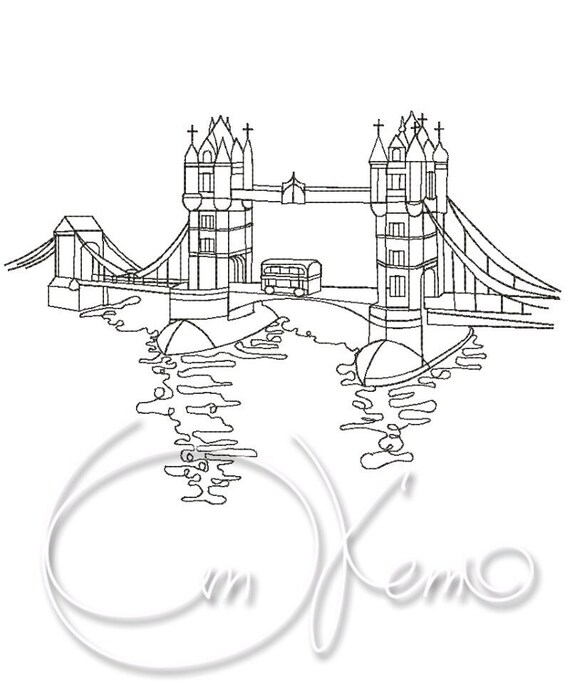 Machine Embroidery Design London Bridge Design PES Instant | Etsy