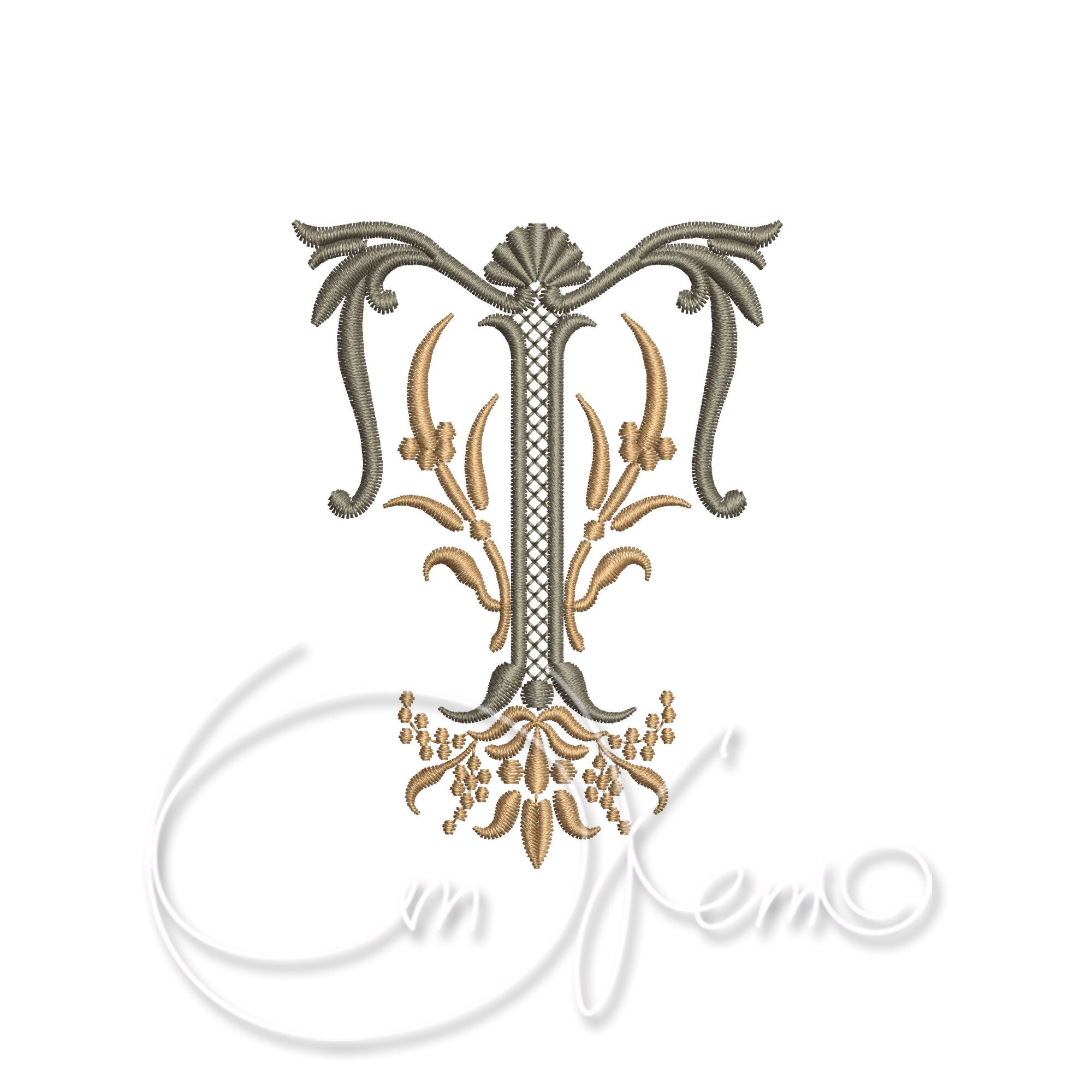 Machine Embroidery Design Capital Letter T Digitized Antique Alphabet ...