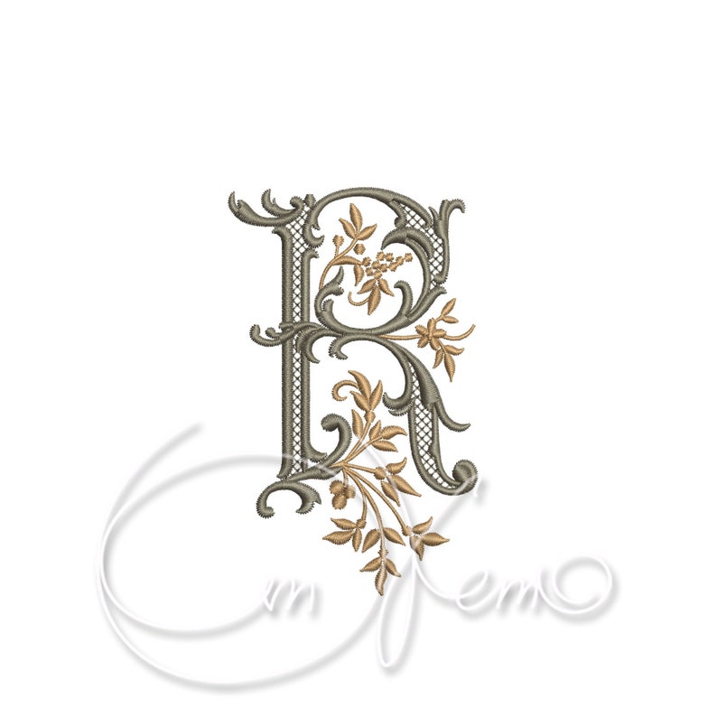 Machine Embroidery Design Capital Letter R Digitized Antique Alphabet ...