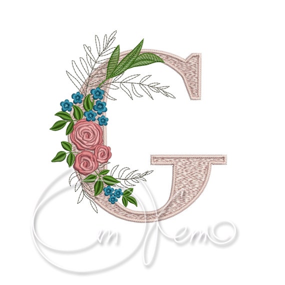 Machine Embroidery Design Capital Letter G Digitized Roses - Etsy