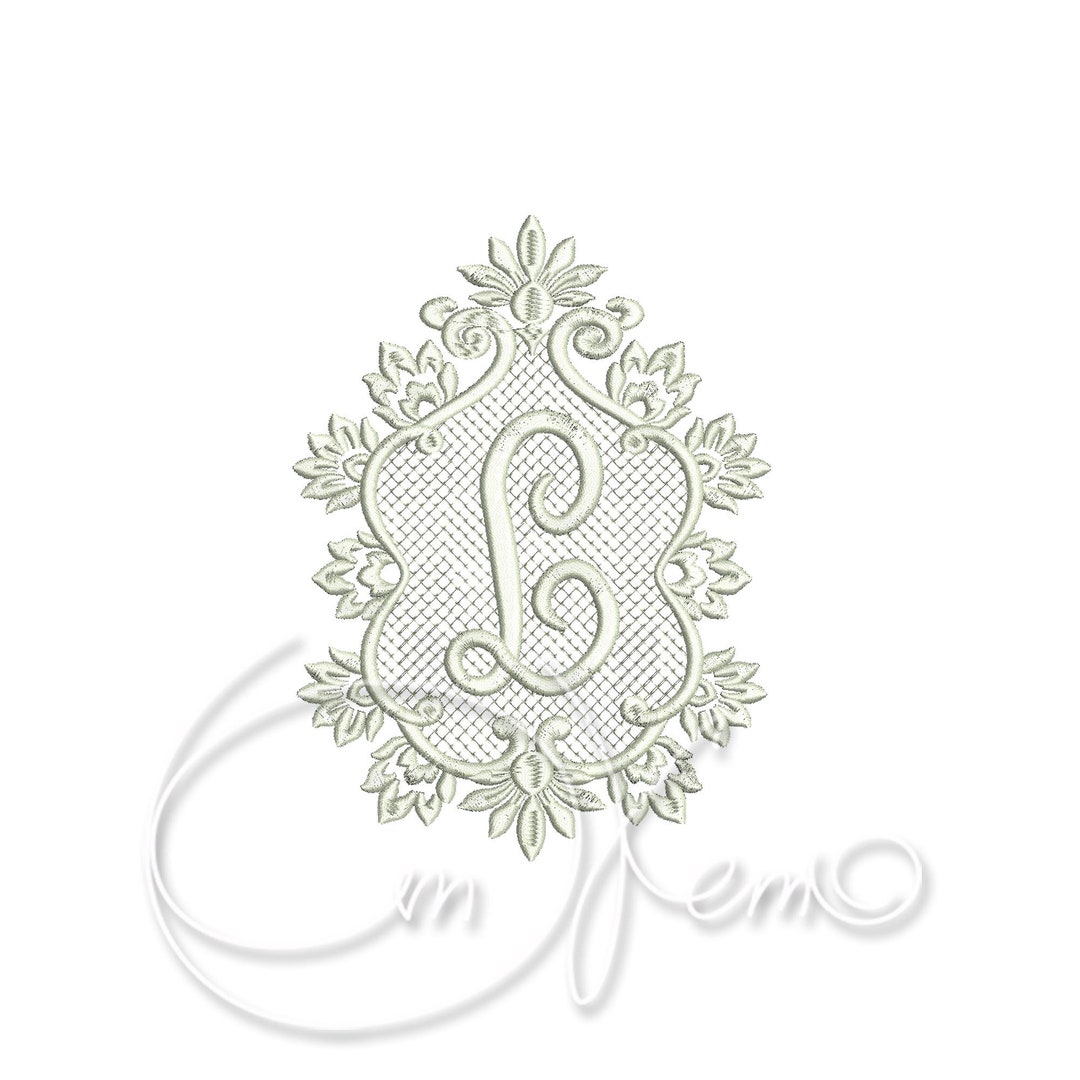 Machine Embroidery Design - Monogrammed Lace Letter L 4x4 Hoop 7x5 Hoop ...