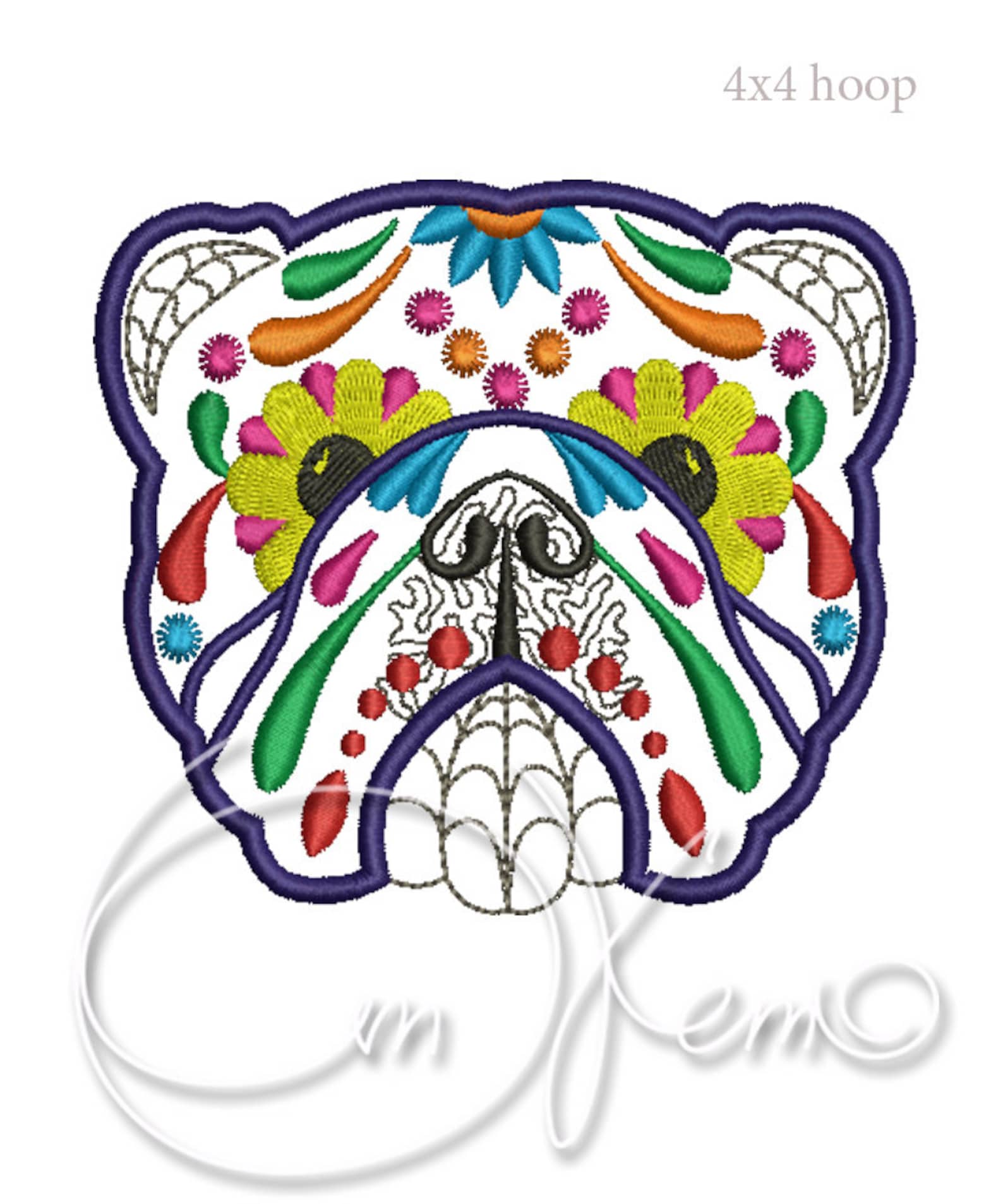 Machine Embroidery Design - Calavera Dog Digitized PES Instant Download ...