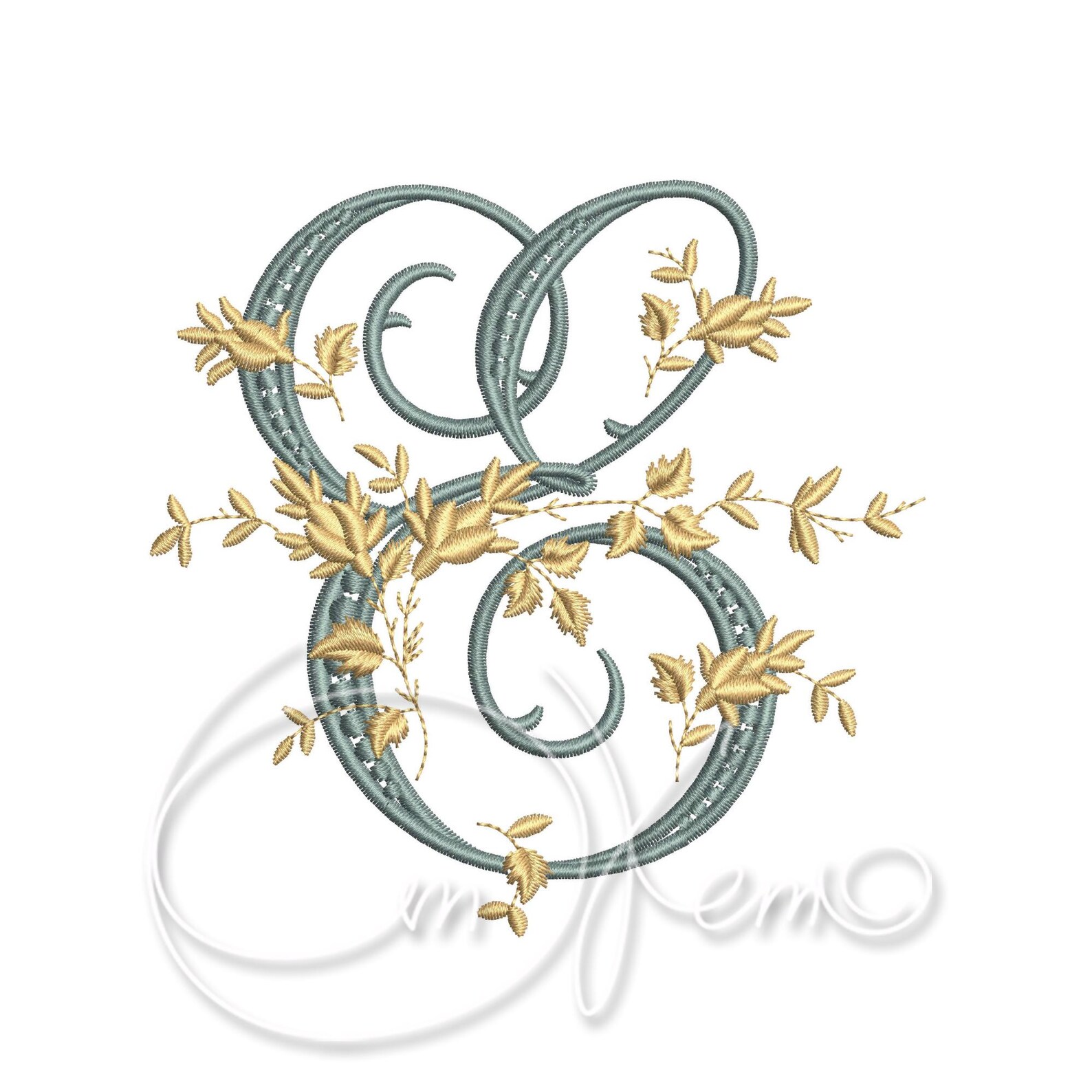 Machine Embroidery Design Capital Letter E Digitized Victorian Alphabet ...