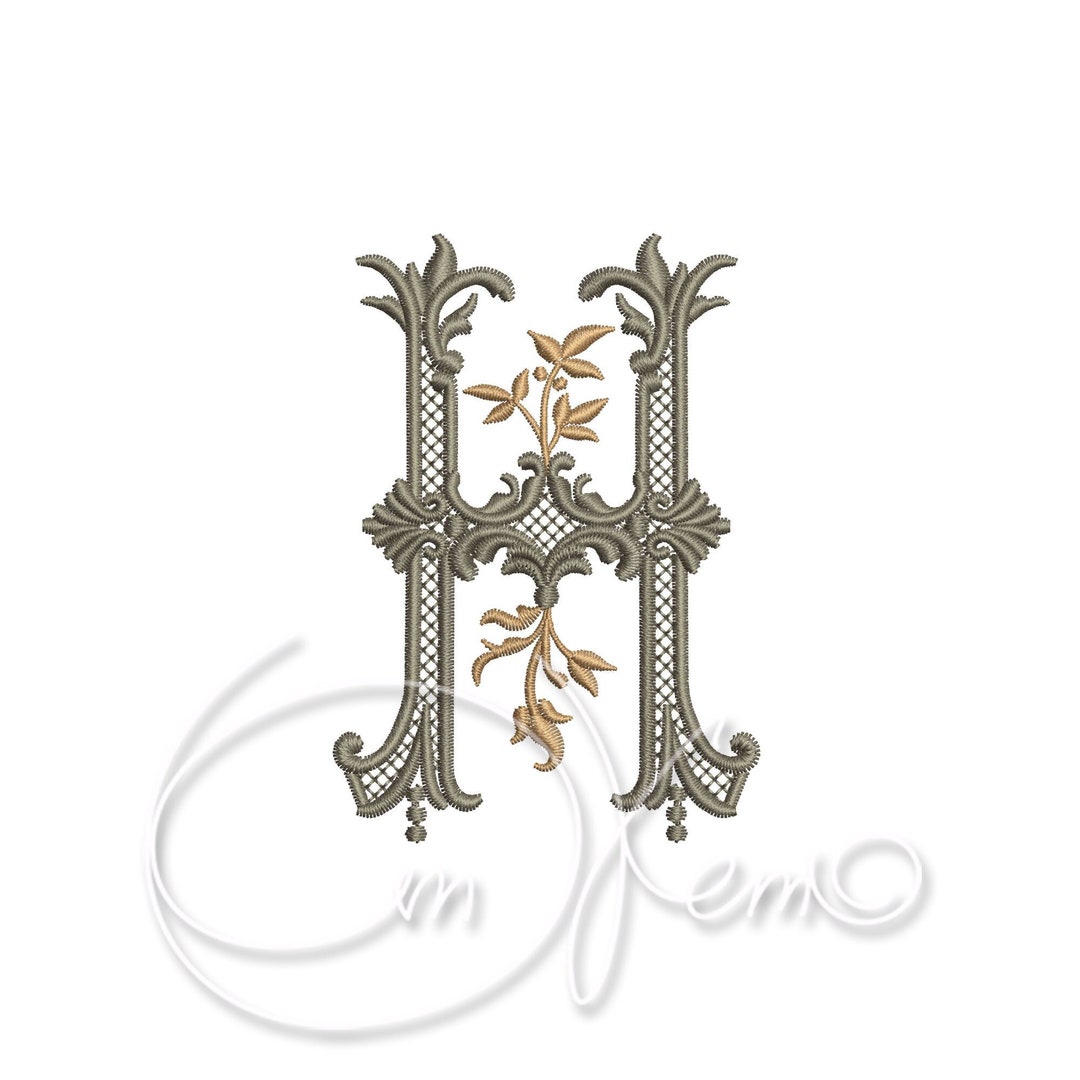 Machine Embroidery Design Capital Letter H Digitized Antique Alphabet ...