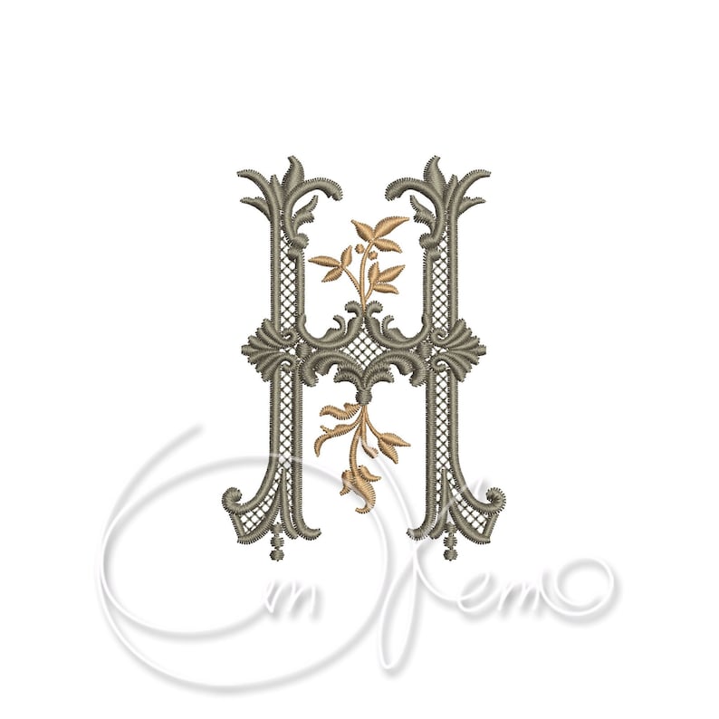 Machine Embroidery Design Capital Letter H Digitized Antique Alphabet ...