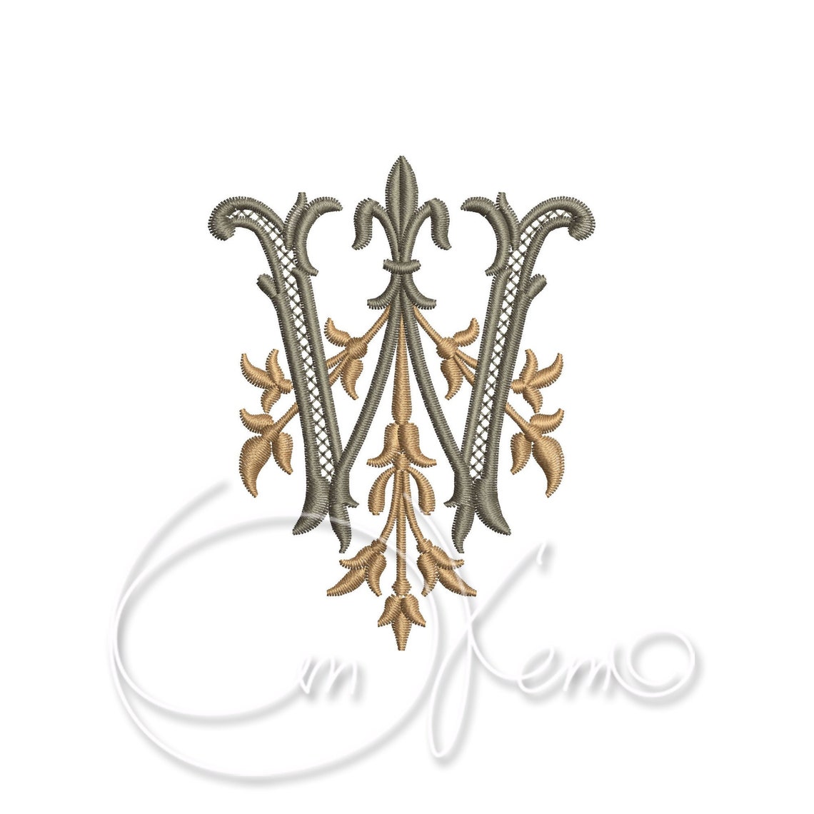Machine Embroidery Design Capital Letter W Digitized Antique Alphabet ...