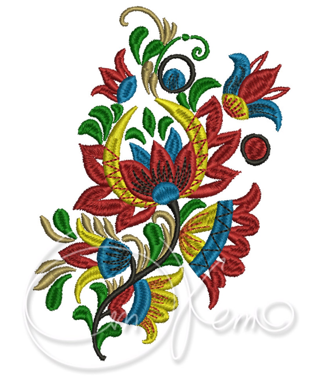 Machine Embroidery Design Flower PES Instant Download 4x4 7x5 Folk ...