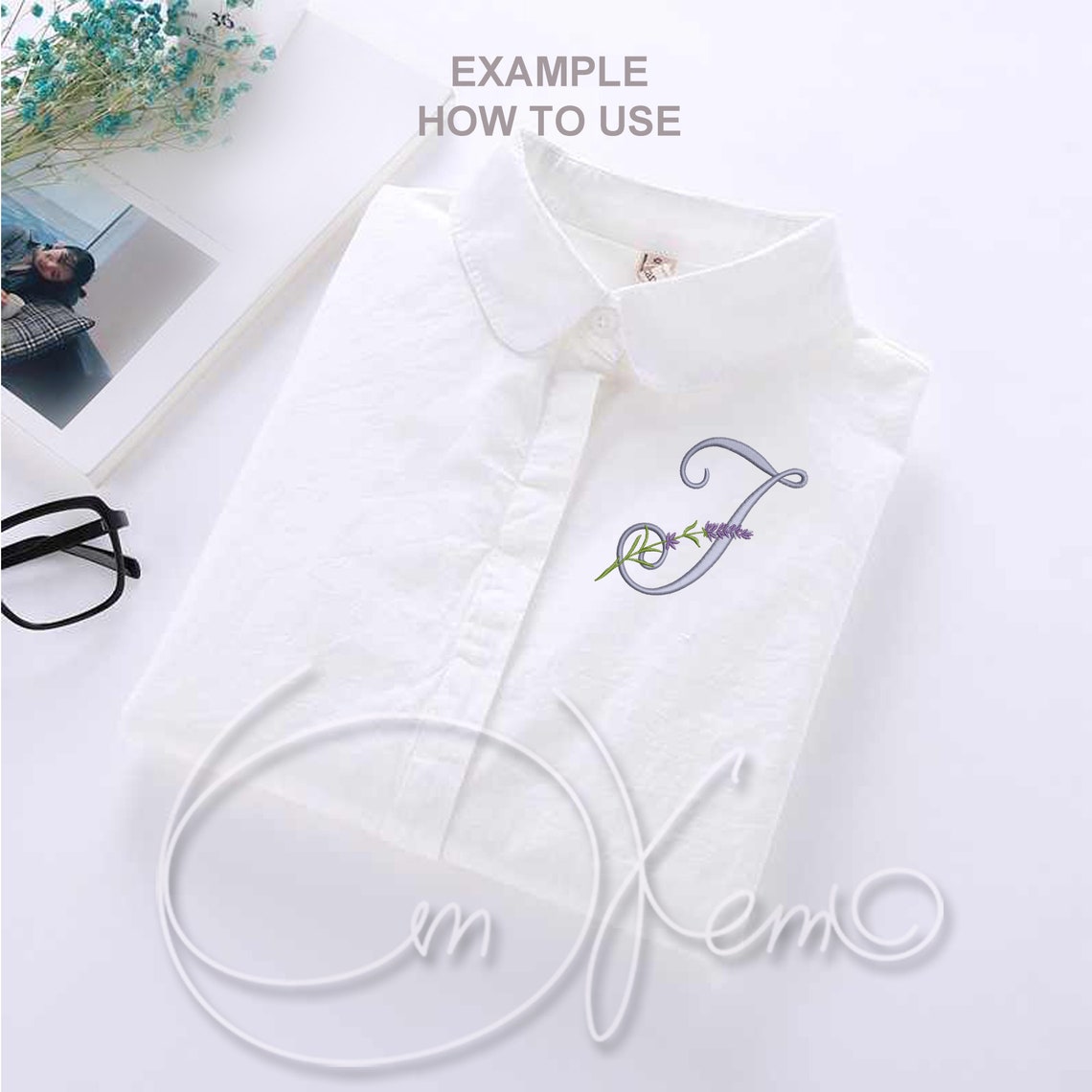 Machine Embroidery Design Capital Letter J Digitized Lavender | Etsy