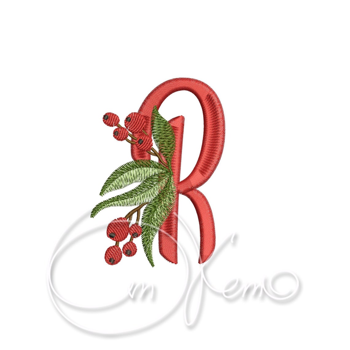 Machine Embroidery Design - Letter R, Christmas Initials, Jingle Bells ...