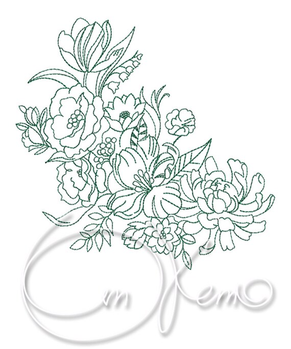 Machine Embroidery Design Flower Ornament. PES Instant | Etsy