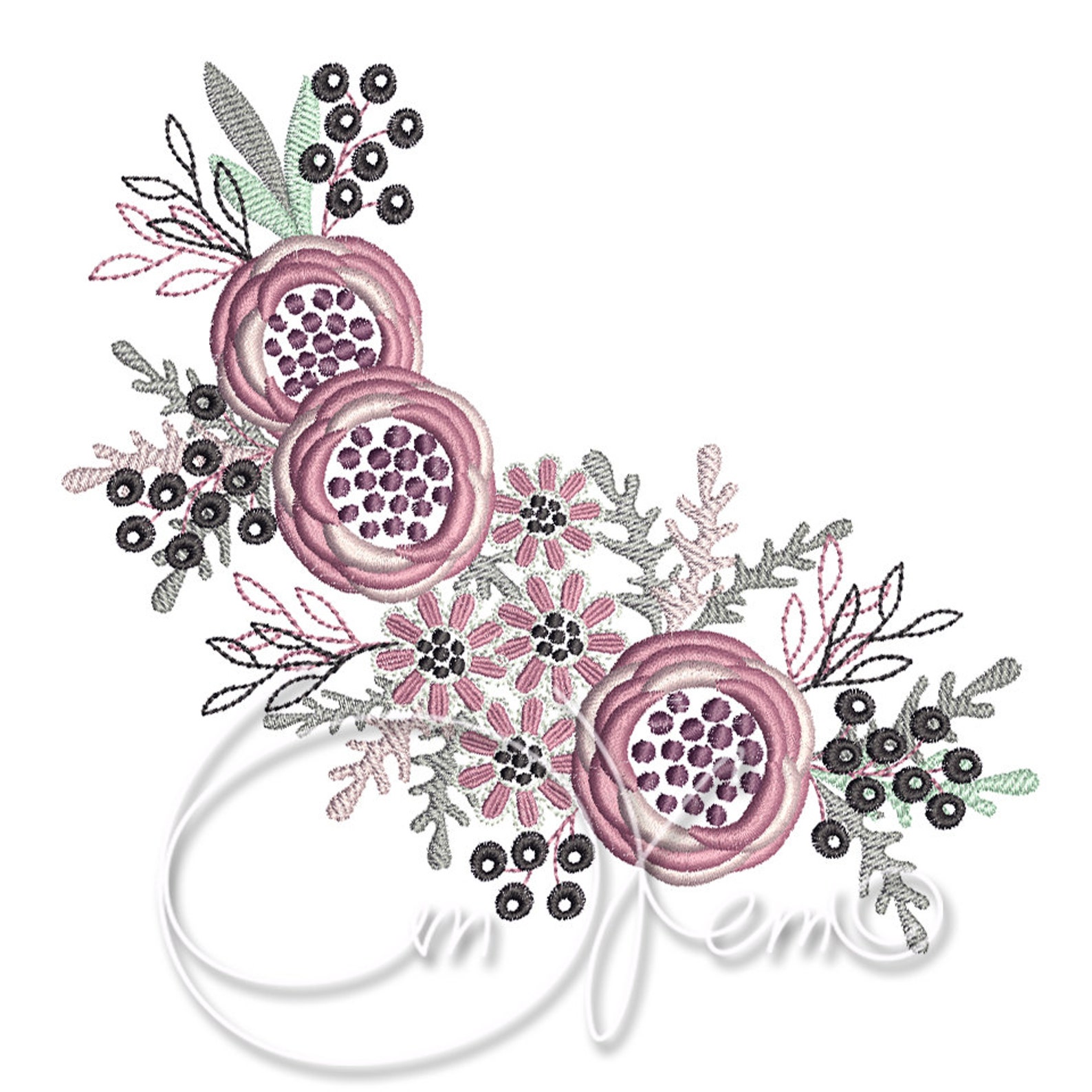 Machine Embroidery Design Flower Decoration PES Instant | Etsy