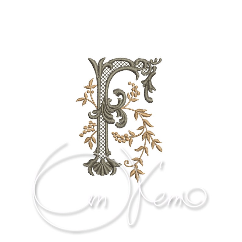 Machine Embroidery Design Capital Letter F Digitized Antique Alphabet ...