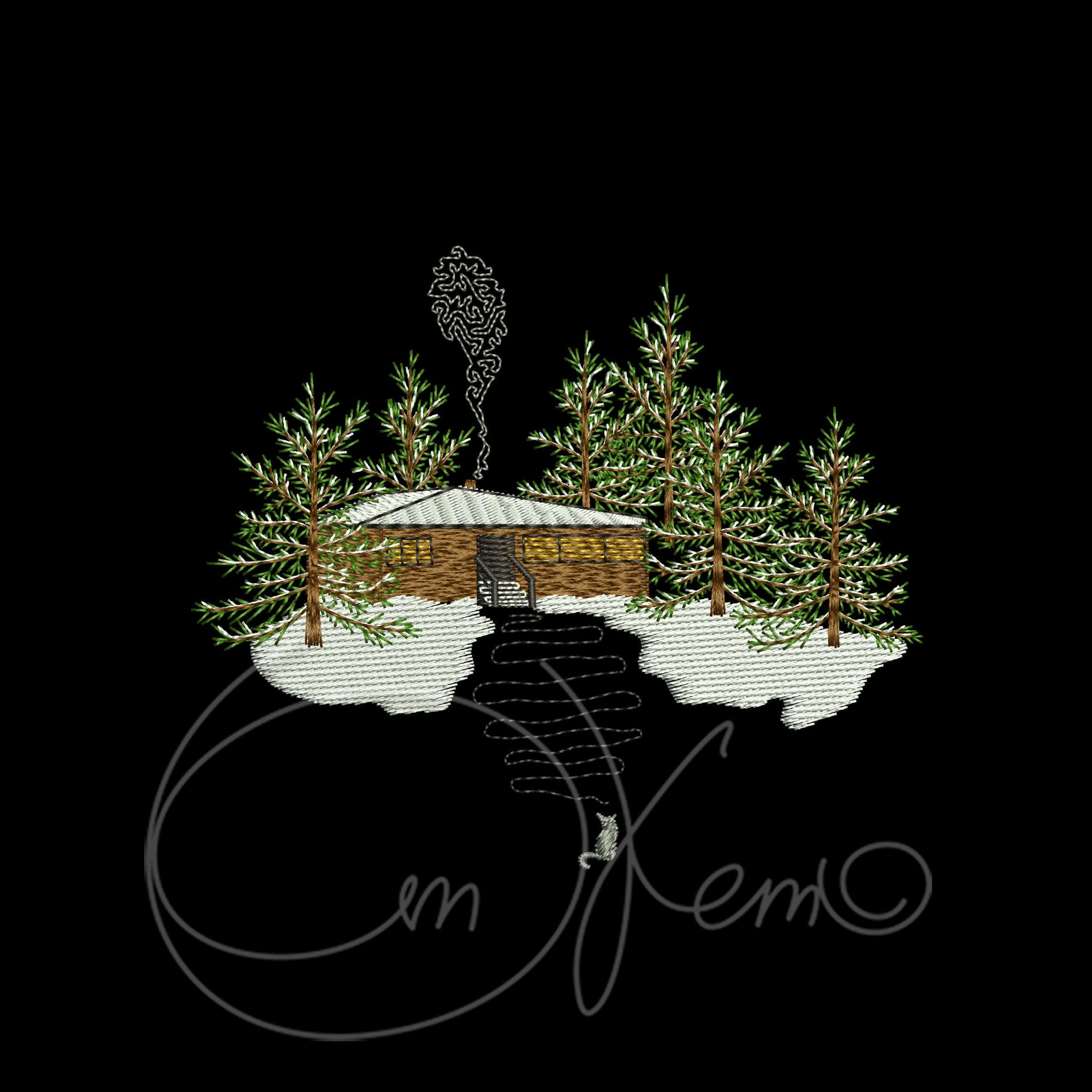 MACHINE EMBROIDERY DESIGN - Forest House, Winter Forest, Christmas ...