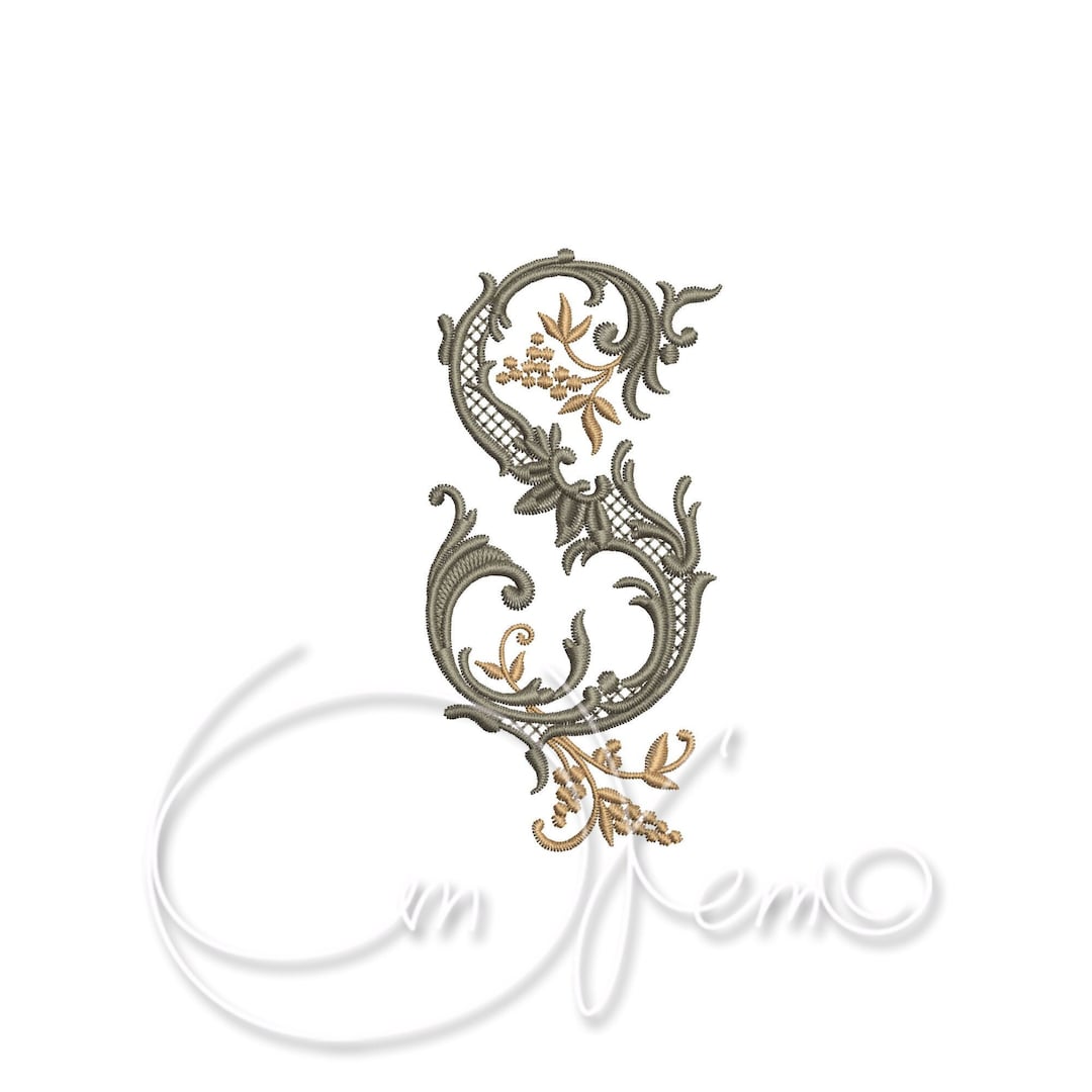 Machine Embroidery Design Capital Letter S Digitized Antique Alphabet ...