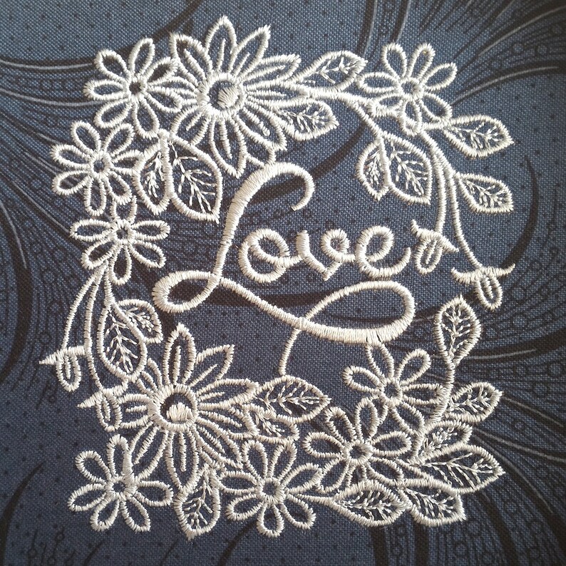 Machine Embroidery Design - Love and Flowers PES Instant Download 4x4 ...