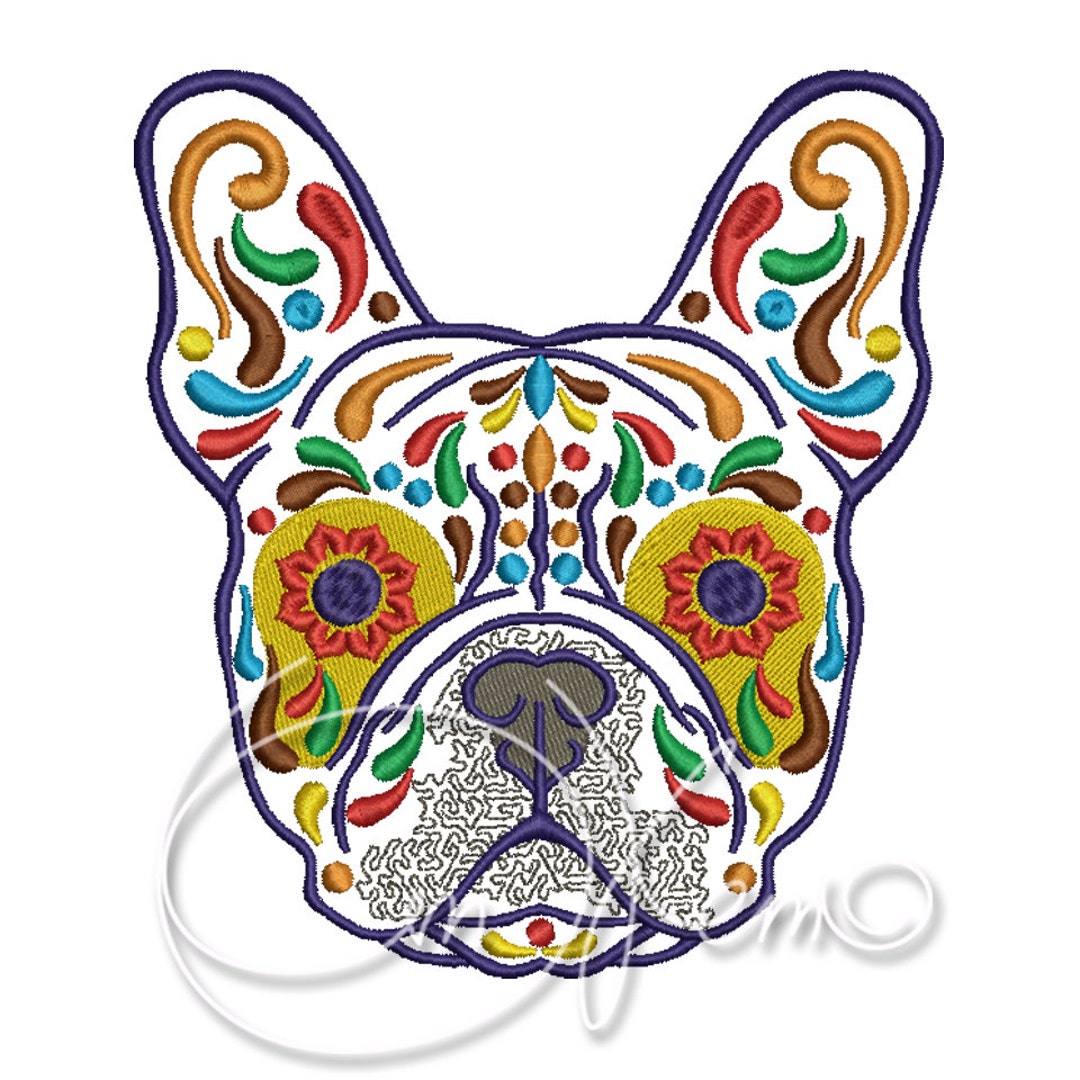 Machine Embroidery Design - Calavera Dog PES Instant Download 4x4 7x5 ...