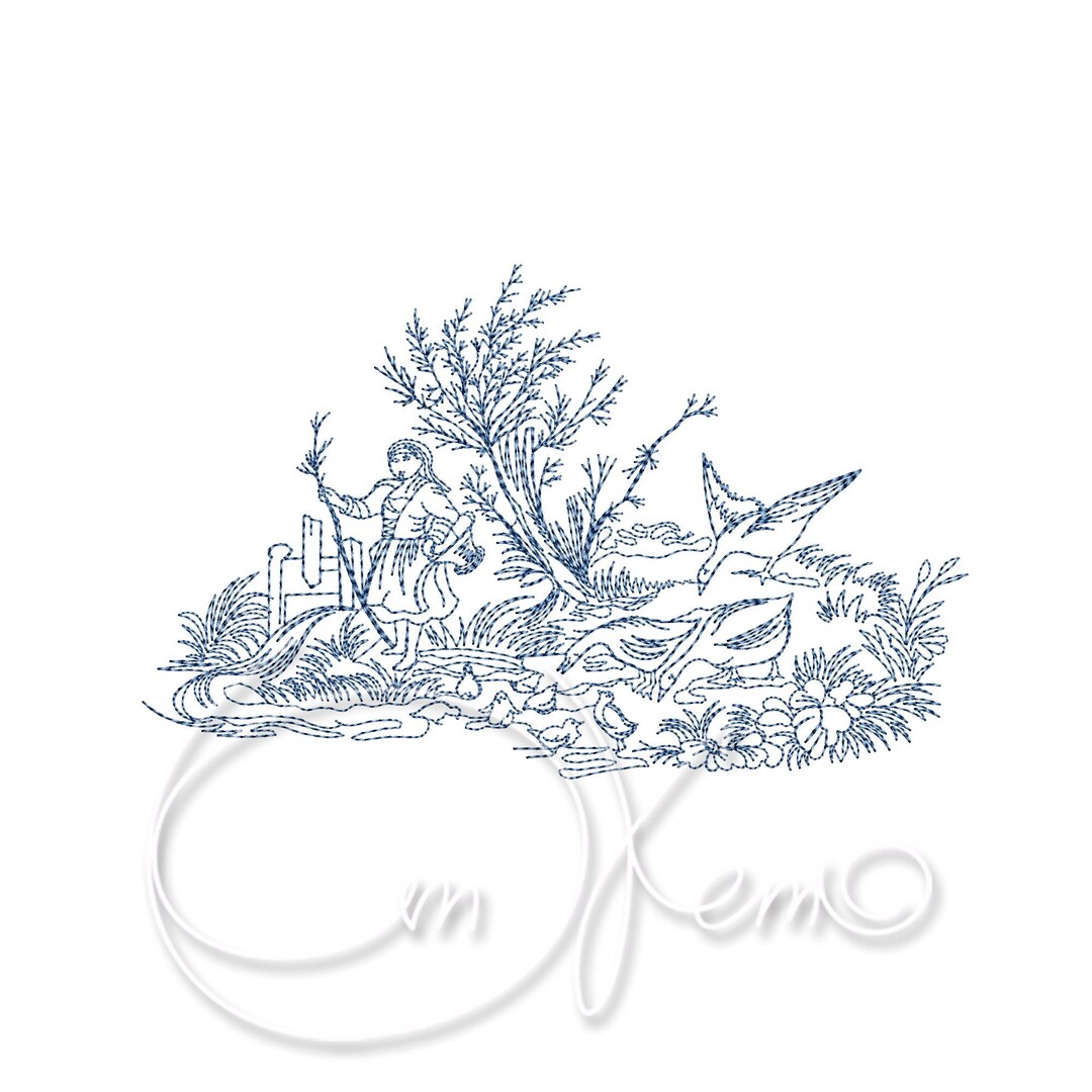 MACHINE EMBROIDERY DESIGN - Toile De Jouy, Vintage Antique Style ...