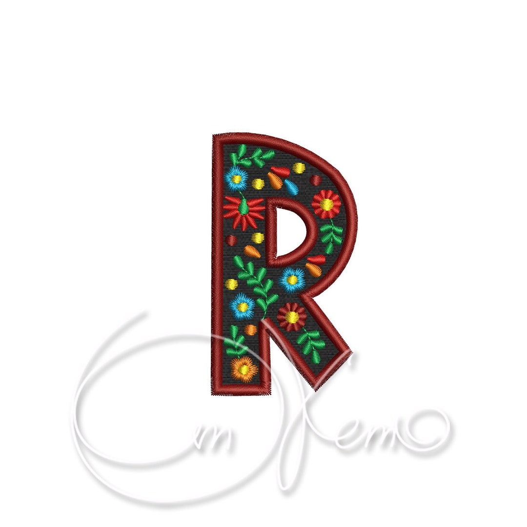 Machine Embroidery Design Capital Letter R Digitized Mexican Alphabet ...