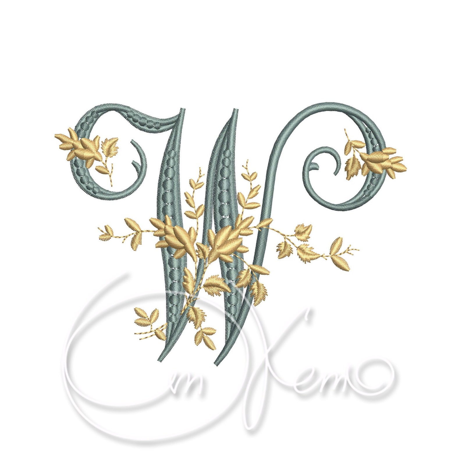 Machine Embroidery Design Capital Letter W Digitized Victorian Alphabet ...