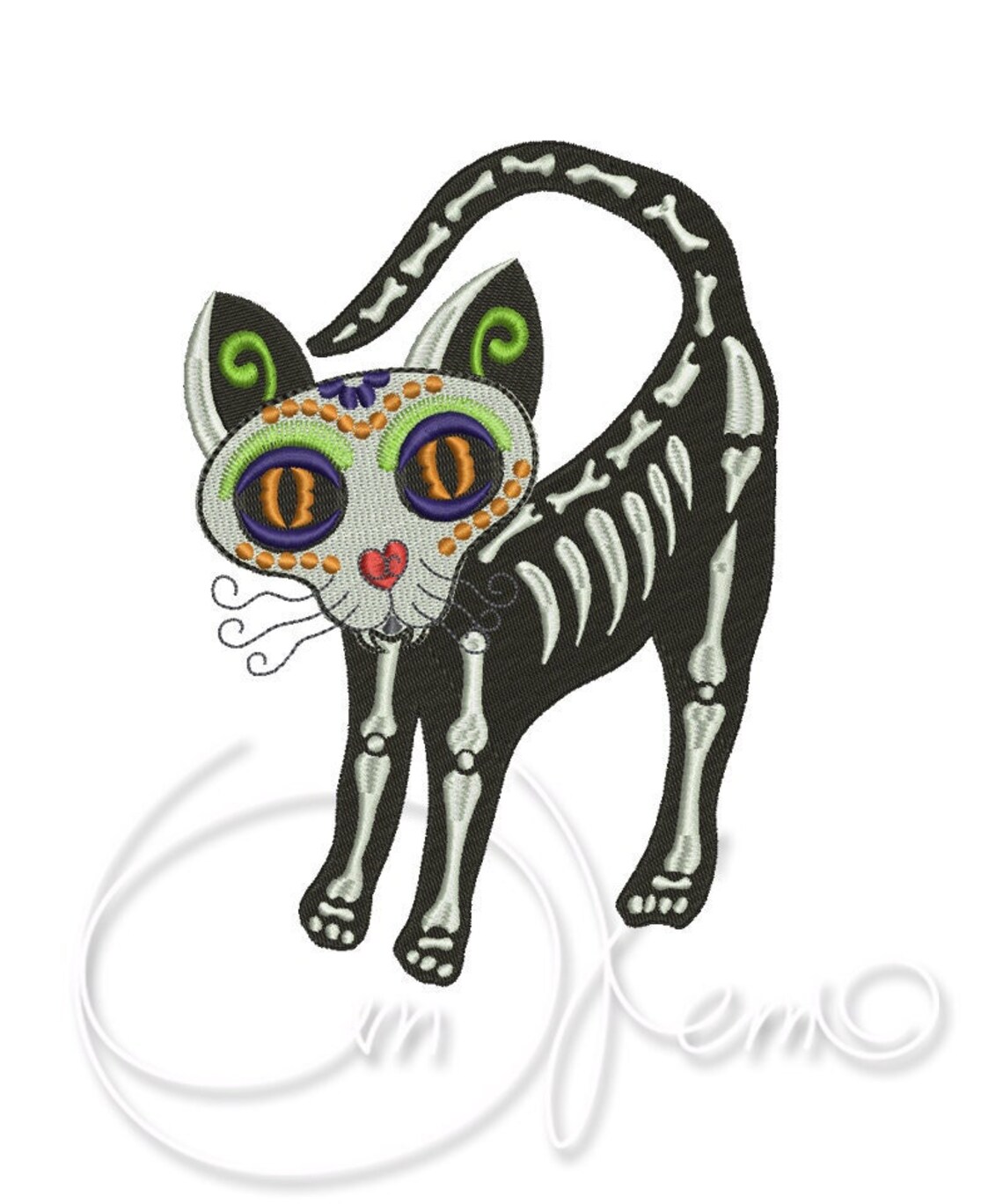 Machine Embroidery Design - Calavera Cat Day of the Dead Dia De Los ...