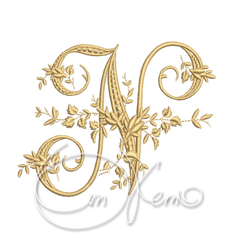 Machine Embroidery Design Capital Letter N Digitized Victorian - Etsy
