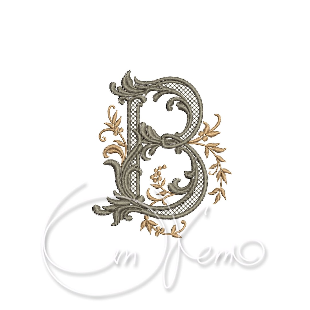 Machine Embroidery Design Capital Letter B Digitized Antique Alphabet ...